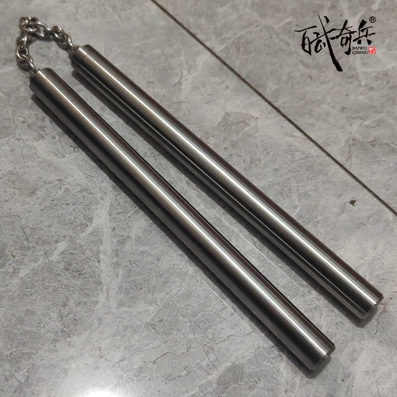 百武奇兵-钛合金平头双节棍练习实战训练双截棍