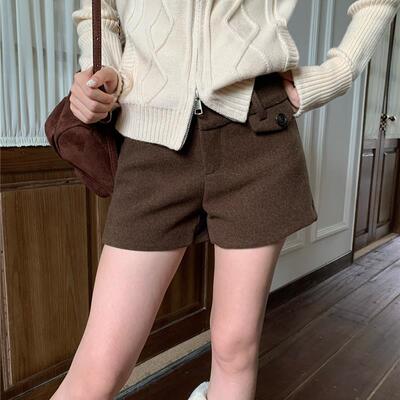 PPHOME自制~满分版型 加厚毛呢靴子裤休闲裤女秋冬显瘦百搭短裤子