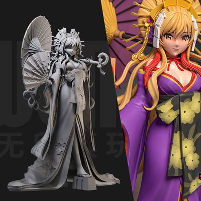 1/24酒坊歌姬 中古日式少女18比例GK白模手办3D打印兵人模型 5086