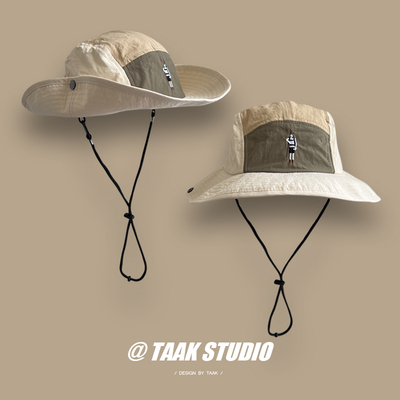 日系新款拼色渔夫帽子女夏季