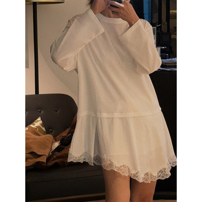 MOERSHOP 3/4晚8点上新 “这裙根本穿不够”白色T恤蕾丝裙