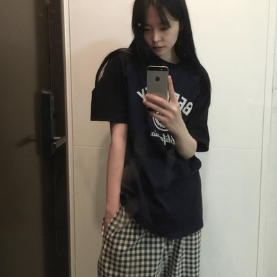 短袖ins韩加厚印花纯棉女百搭