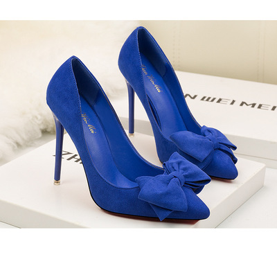 туфли 蝴蝶结女高跟鞋单鞋 bowknot women high heel shoes