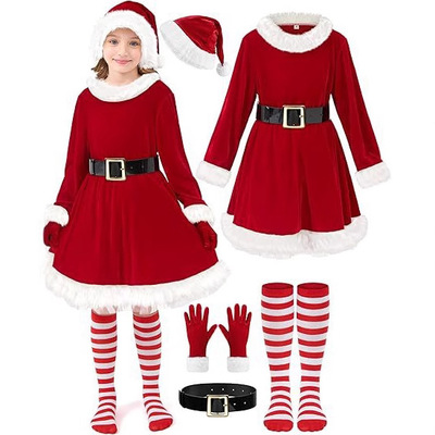 Christmas costume for girls, Santa Claus dress for children