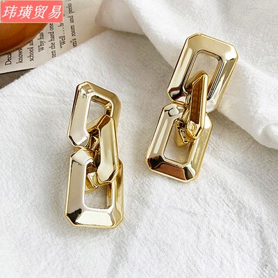 New alloy chain earrings, gold thick chain earrings for wome