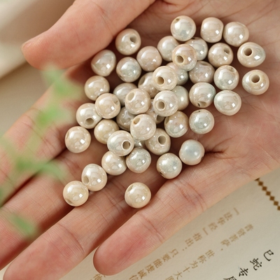 陶瓷散珠8mm白色珍珠釉