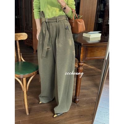 挺拔羊毛西裤休闲裤直筒裤