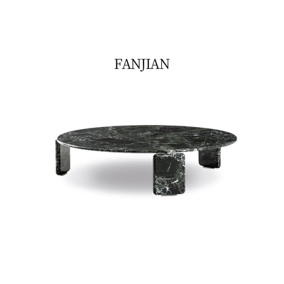 意式极简圆形天然大理石茶几