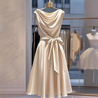 Fashion Sleeveless Bow Neck Casual Fitted Dress Perfect for