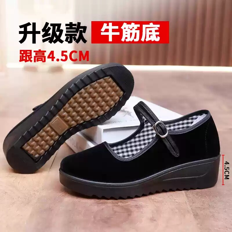 新款老北京布鞋女单鞋牛筋底黑色工作鞋酒店上班防滑跳舞鞋妈妈鞋