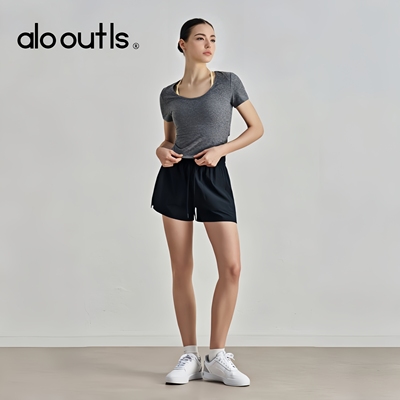 alo outls官方奥莱店裸感修身运动T恤后镂空外穿普拉提瑜伽短袖女