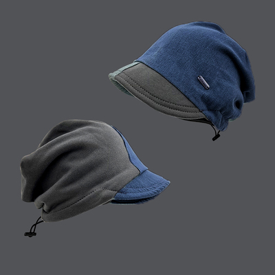 2025新款废土风牛仔拼接小檐抽绳堆堆帽子女日系复古冷帽包头帽男