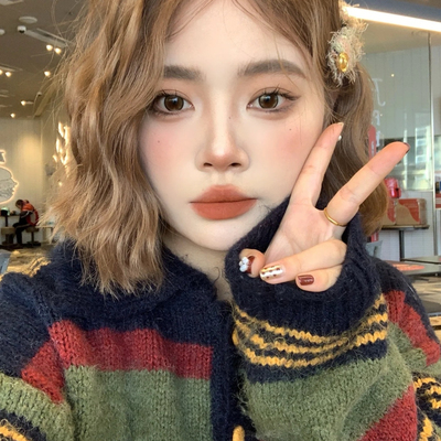 oversize！条纹polo领套头毛衣