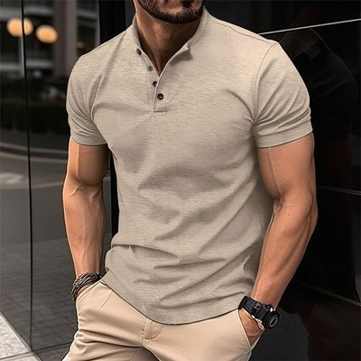 man clothes for men male欧美男士休闲polo衫新款亚马逊纽扣亨利