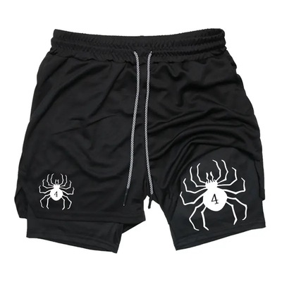 短裤男Mens Workout Compression Y2K Spider Printed Gym Shorts