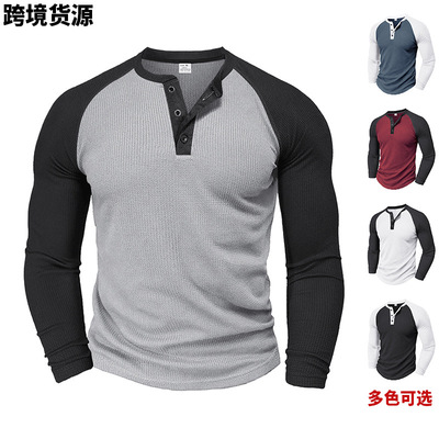 Men Long Sleeve GYM Clothes Hoodie Tshirt跨境春秋季男士t恤