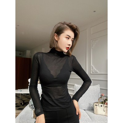 简约百搭长袖长袖堆堆领打底上衣