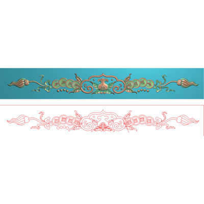 带线石榴铜钱抽斗围板假抽屉精雕图灰度图浮雕图609x94