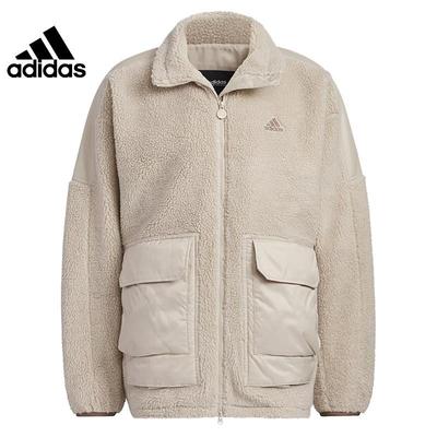 阿迪达斯夹克男女2023秋冬新款运动服保暖抓绒拼接立领外套IK7342