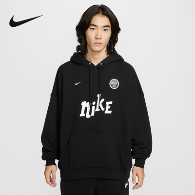 nike耐克冬季男子运动休闲连帽卫衣字母印花针织套头衫IM9356-010