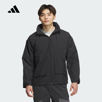 阿迪达斯正品冬季新男子梭织夹克连帽外套运动休闲宽松舒适JL6686