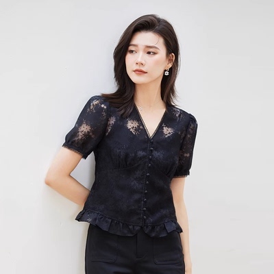 风迪品牌夏季新款蕾丝衬衫