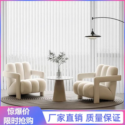 轻奢奶油风三指椅高档纯色阳台单人沙发椅休闲酒店接待处洽谈椅