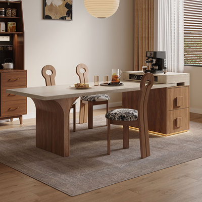 法式中古风岛台餐桌一体2025新款家用高级厨房中导台洞石岩板导台