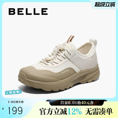 厚底步鞋百丽女网面运动鞋透气
