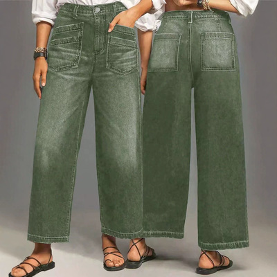 stylish jeans versatile denims pants vintage trousers宽松