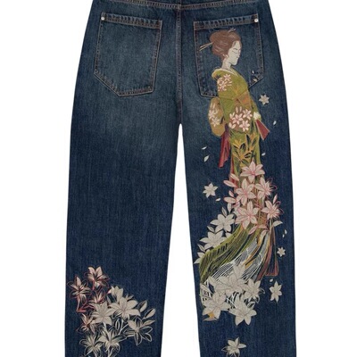 y2k jeans stylish denim pants streetwear trousers街头