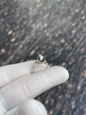 9.63mm绿皮紫心大溪地孔雀绿戒指 自然光拍摄 精工s925镶嵌