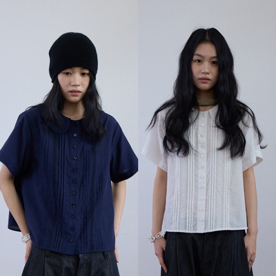 popoup26SS“恋恋笔记本”齐色蕾丝压褶衬衫
