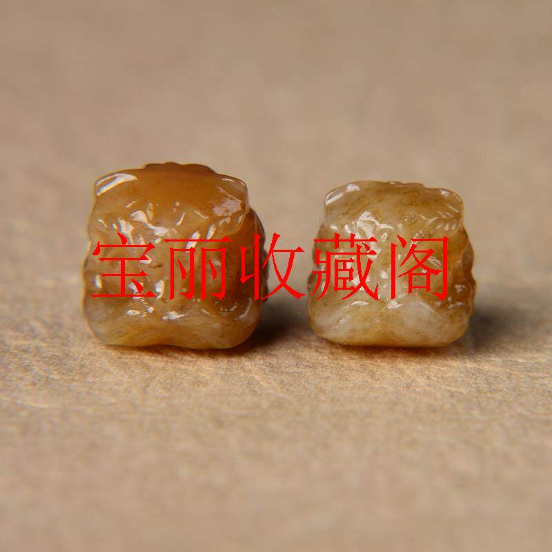 和田玉青玉醒狮雕刻珠手串手工串珠编织饰万事如意糖玉羊脂玉手链
