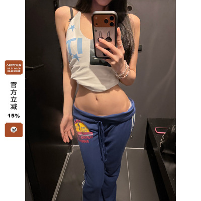 【F383】字母印花挂脖背心