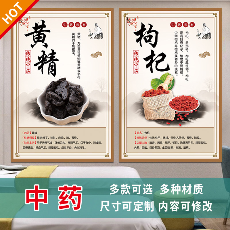 中药材养生保健针灸理疗医院药房中医文化宣传挂画海报素材5017