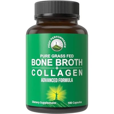 Bone Broth Collagen Capsules. 180 Pills of Grass Fed Bone