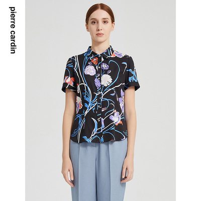 皮尔卡丹女装通勤淑女真丝短袖