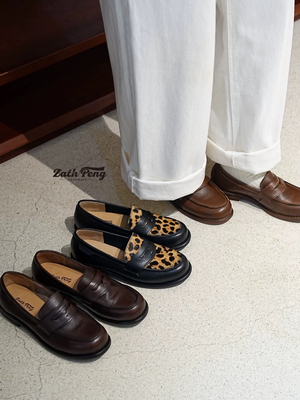 zachpeng复古小众设计乐福鞋女2025年新款平底一脚蹬英伦风小皮鞋