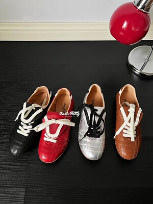 zachpeng德训鞋女2026新款春季红色鞋子低跟女鞋厚底休闲鞋运动鞋