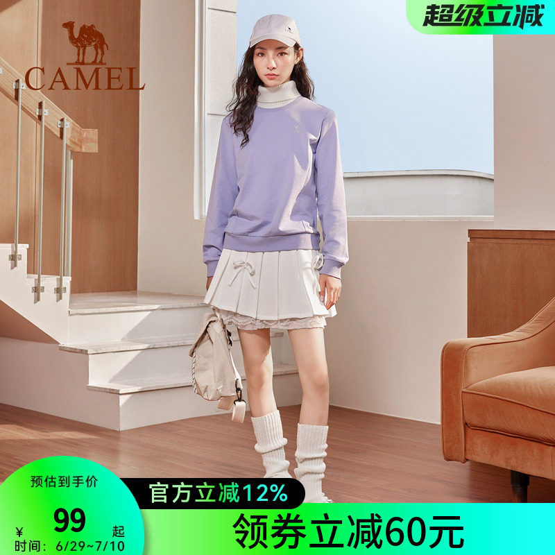 骆驼套头圆领卫衣女新款薄款情侣宽松休闲女装薄款运动服长袖上衣