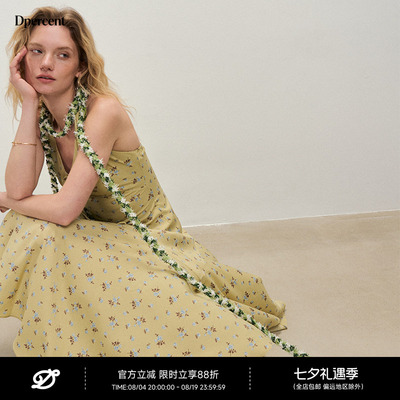 Dpercent碎花挂脖连衣裙