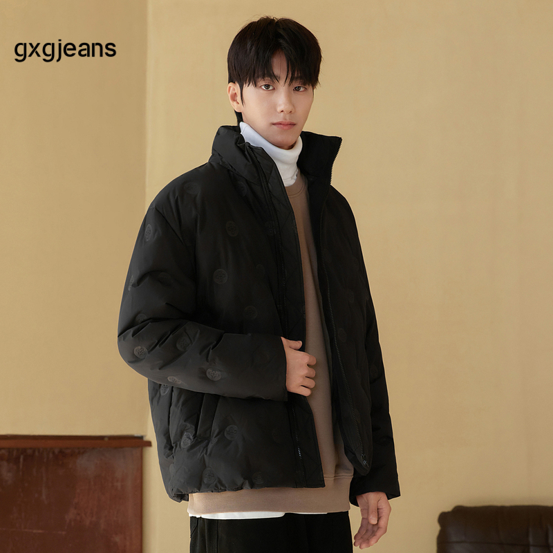 清仓gxgjeans男装冬青年男立领短款时尚压花羽绒服_虎窝淘