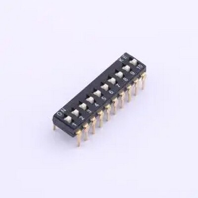 DSIC10LHGET 2.54mm 10位插件高柄拨码开关 插件,P=2.54mm 拨码开