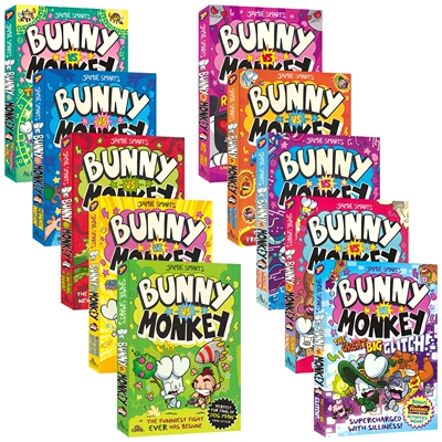Bunny vs Monkey 兔子大战猴子1-10册 获英国图书奖 无厘头爆笑漫画 附绘画教程 英语趣味读物 英文原版进口儿童图书