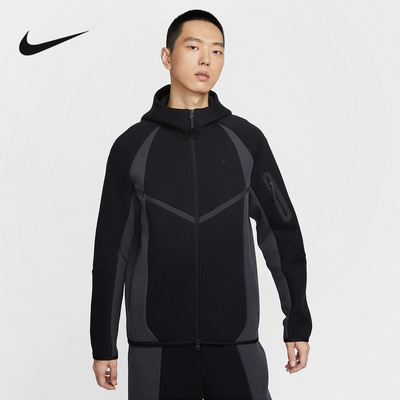 NIKE耐克男子针织夹克冬新款休闲刺绣拉链口袋连帽外套IF1326-010