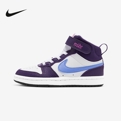 NIKE耐克童鞋COURT运动鞋复古篮球鞋魔术贴中帮板鞋CD7783-106