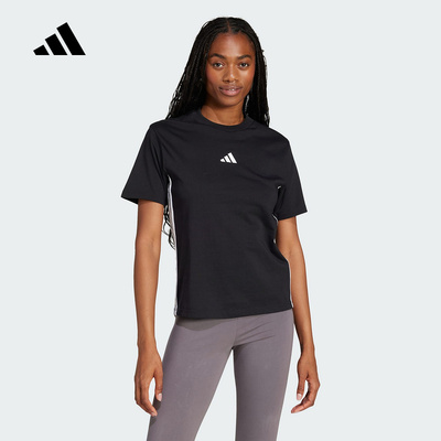 adidas阿迪达斯2025夏季新款女子运动休闲短袖圆领T恤透气JD0846