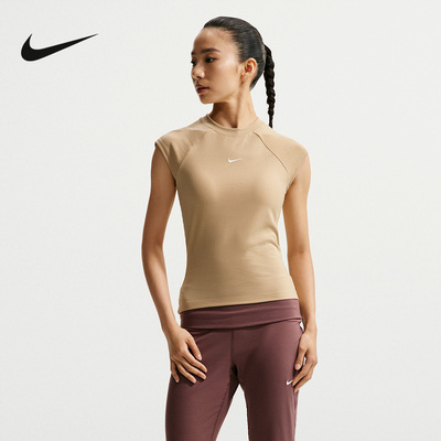 NIKE耐克女背心修身短款刺绣上衣跑步训练无袖运动T恤IF0243-286