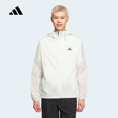 adidas阿迪达斯防风连帽外套户外跑步健身2026夏男梭织夹克KR2513